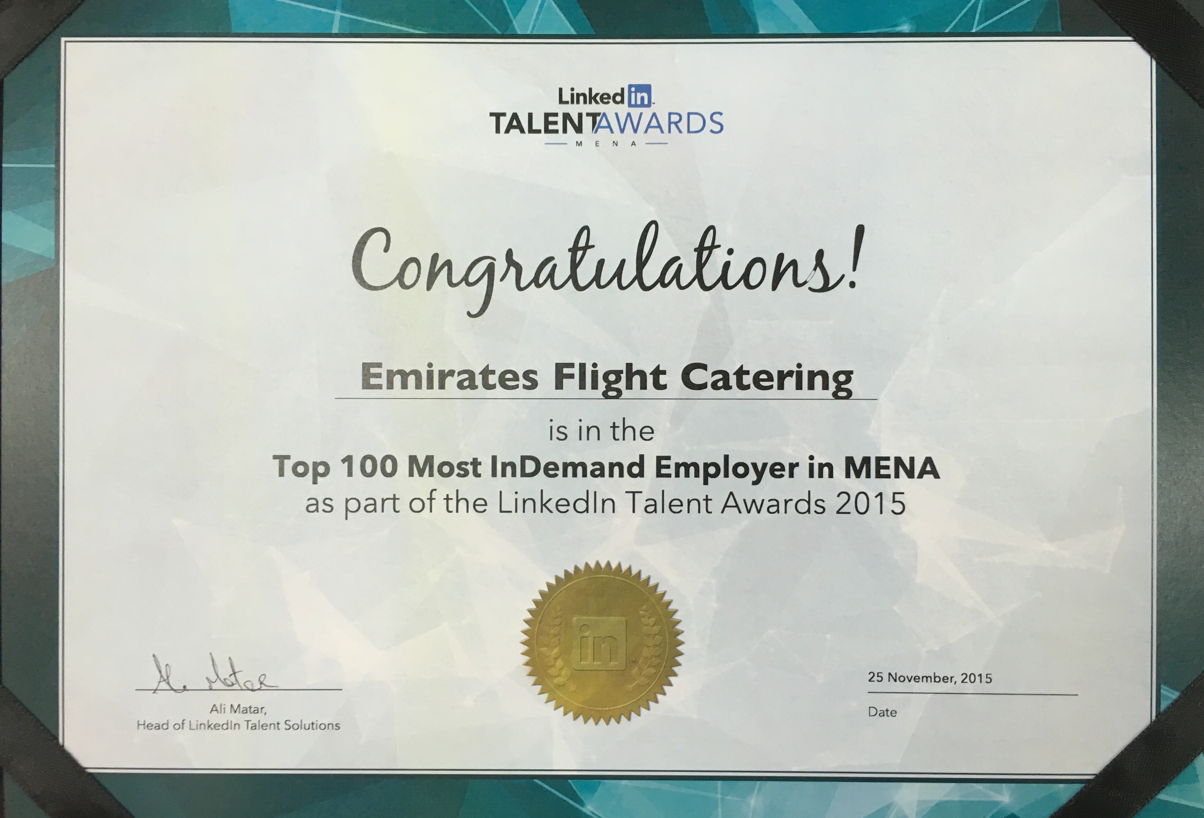 Emirates Flight Catering wins "Top 100 most InDemand Employer in MENA ...